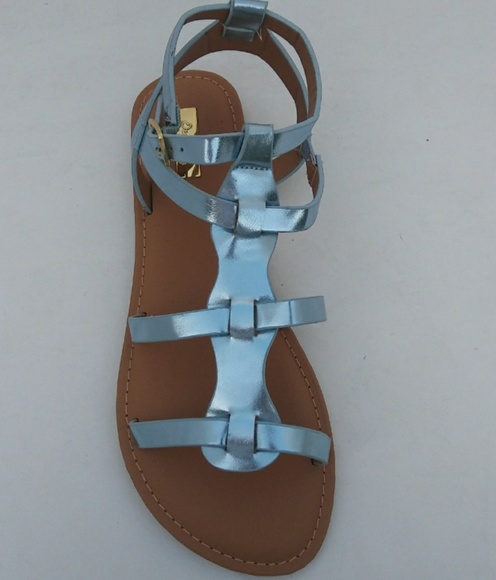 Qupid | Shoes | Womens Blue Metallic Gladiator Style Sandals | Poshmark